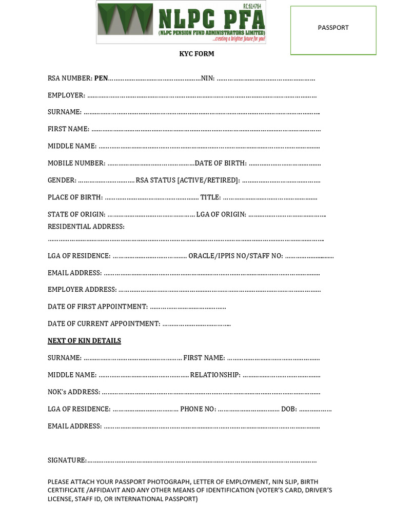 KYC Form Submission Requirements | PDF