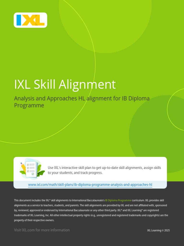IXL Skill Alignments for IB Math HL | PDF | Trigonometric Functions ...