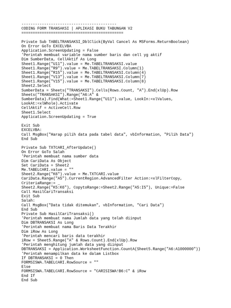 Coding Form Transaksi | PDF
