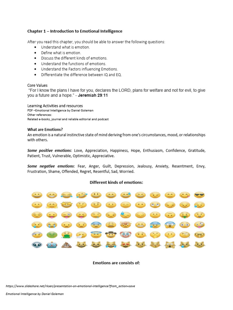 Introduction To Emotional Intelligence | PDF | Emotions | Emotional ...