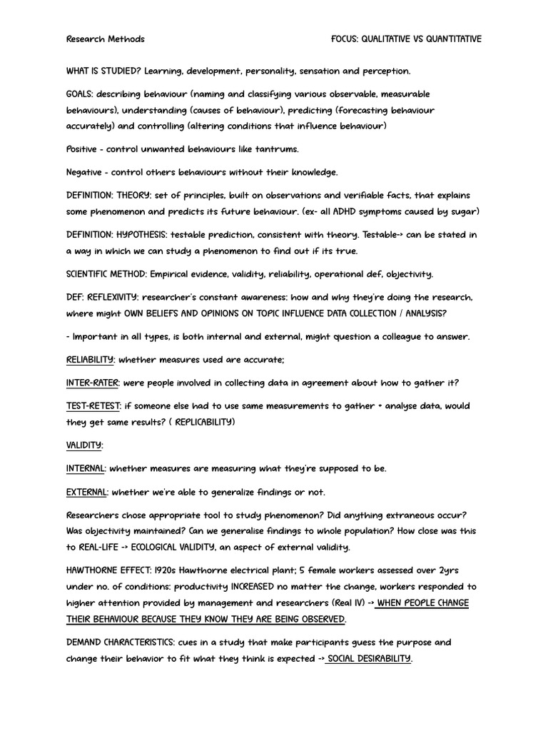 Qualitative vs Quantitative Research Methods | PDF | Sampling ...