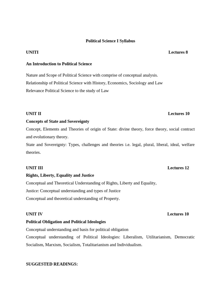 Political Science I Course Syllabus | PDF