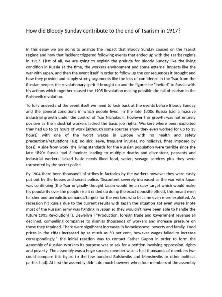 Impact of Bloody Sunday on Tsarism | PDF | Russian Empire | Communism