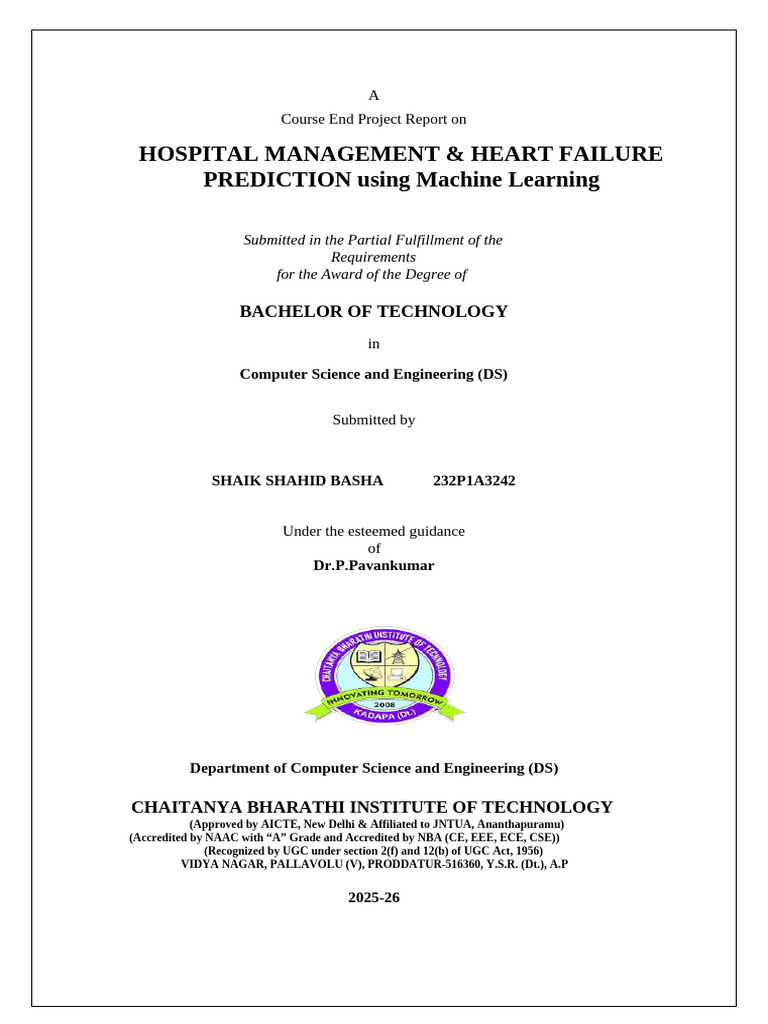 Shahid Hospital Management | PDF | Heart Failure | Machine Learning