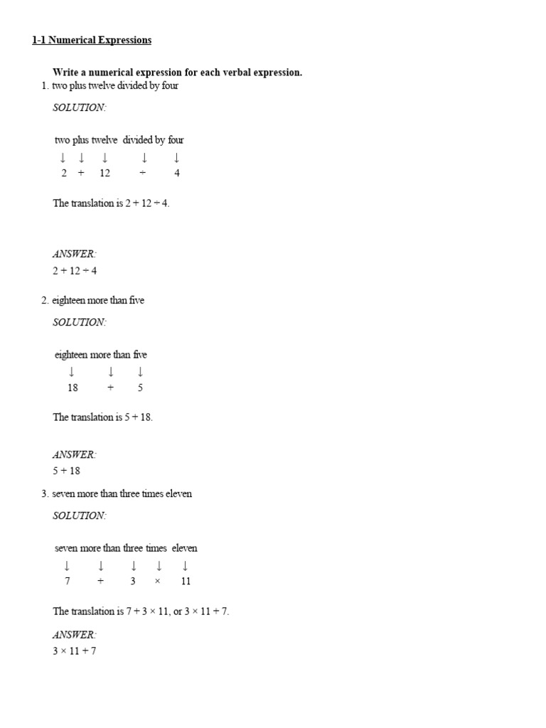 Numerical Expressions Practice Guide | PDF | Area