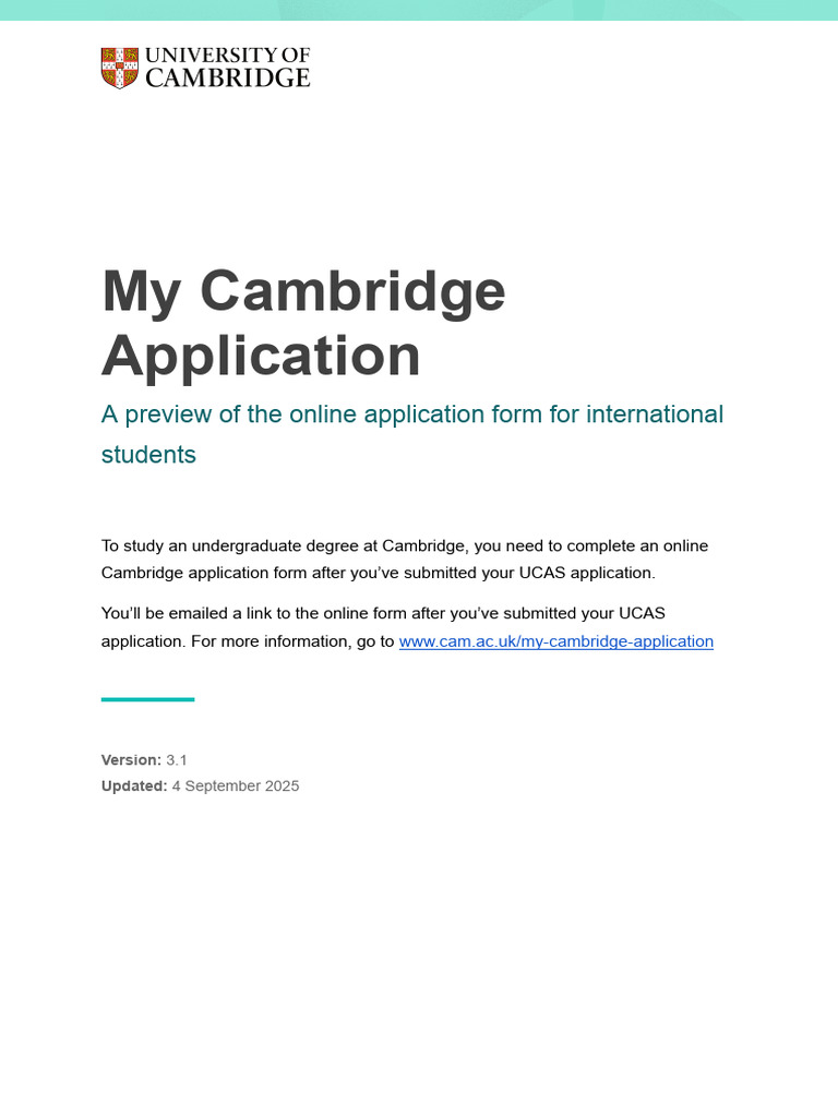 Cambridge Application Form Preview | PDF | Student Assessment And ...