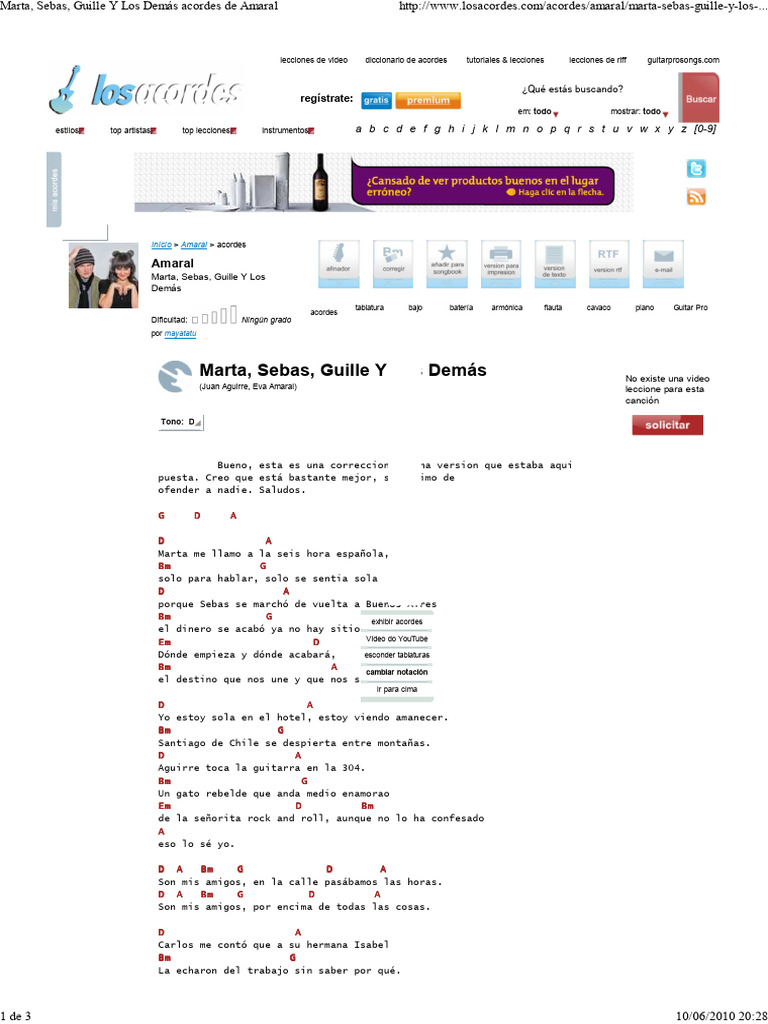 Acordes de "Marta, Sebas, Guille" | PDF | Musicología | Composiciones ...