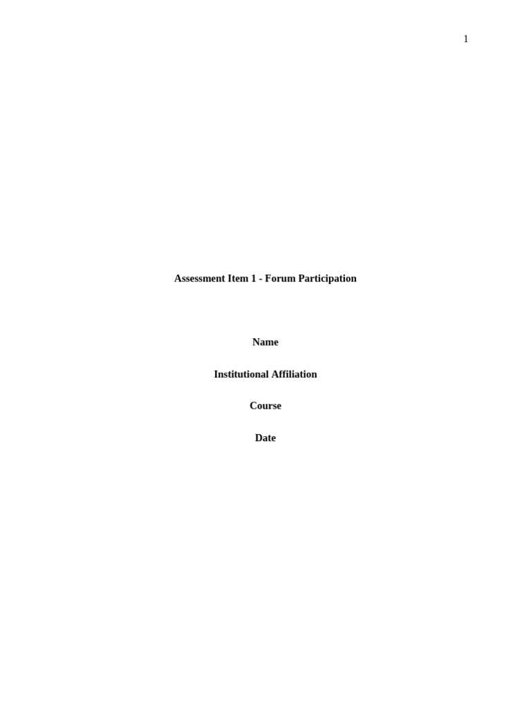 Assessment Item 1 - Forum Participation July | PDF | Shareholder Value ...