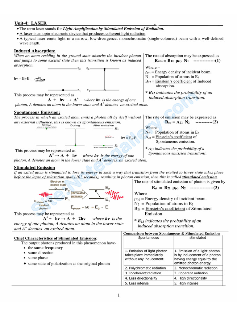 Unit 4 - Fiber Optics and LASERS | PDF