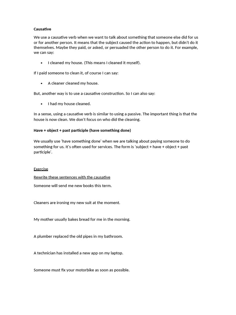 Understanding Causative Verbs Explained | PDF