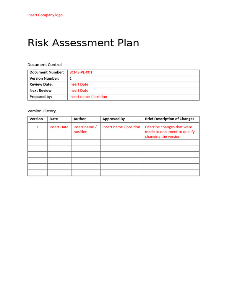 BCMS-PL-001 Risk Treatment Plan | PDF | Risk | Risk Assessment