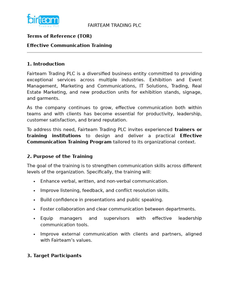 Effective Communication Training Proposal | PDF | Communication | Marketing