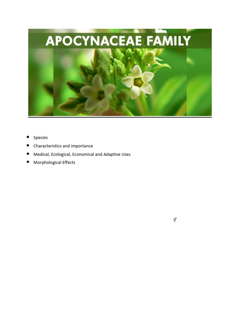 Economic and Medicinal Insights on Apocynaceae | PDF | Medical Specialties