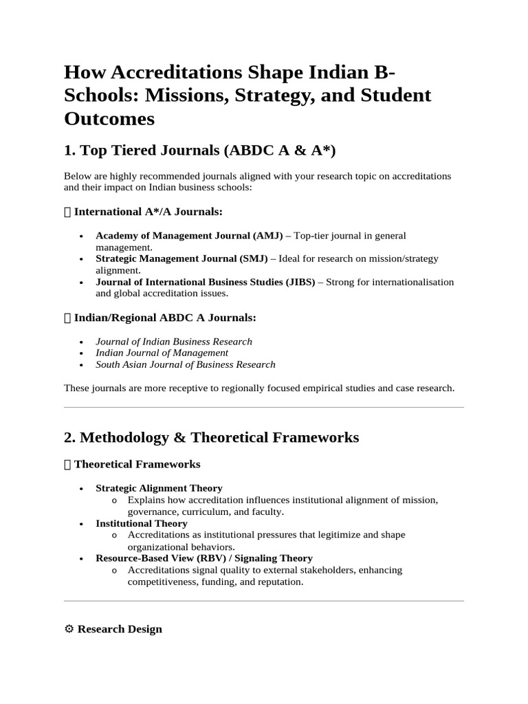 How Accreditations Shape Indian B-Schools - Missions, Strategy, and ...