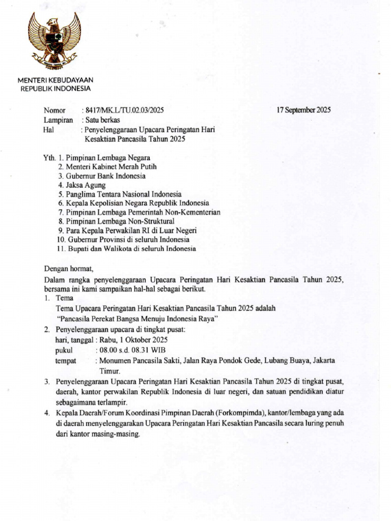 Surat Penyelenggaran Hapsak 2025 | PDF