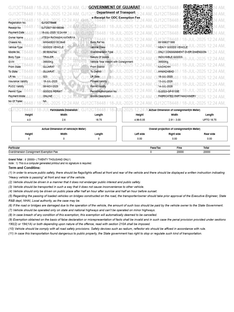 Gj12ct8448 Rto Challan | PDF | Road | Road Transport