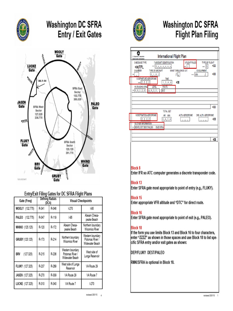 DC/SFRA Flight Plan Filing Instructions | PDF | Transponder ...