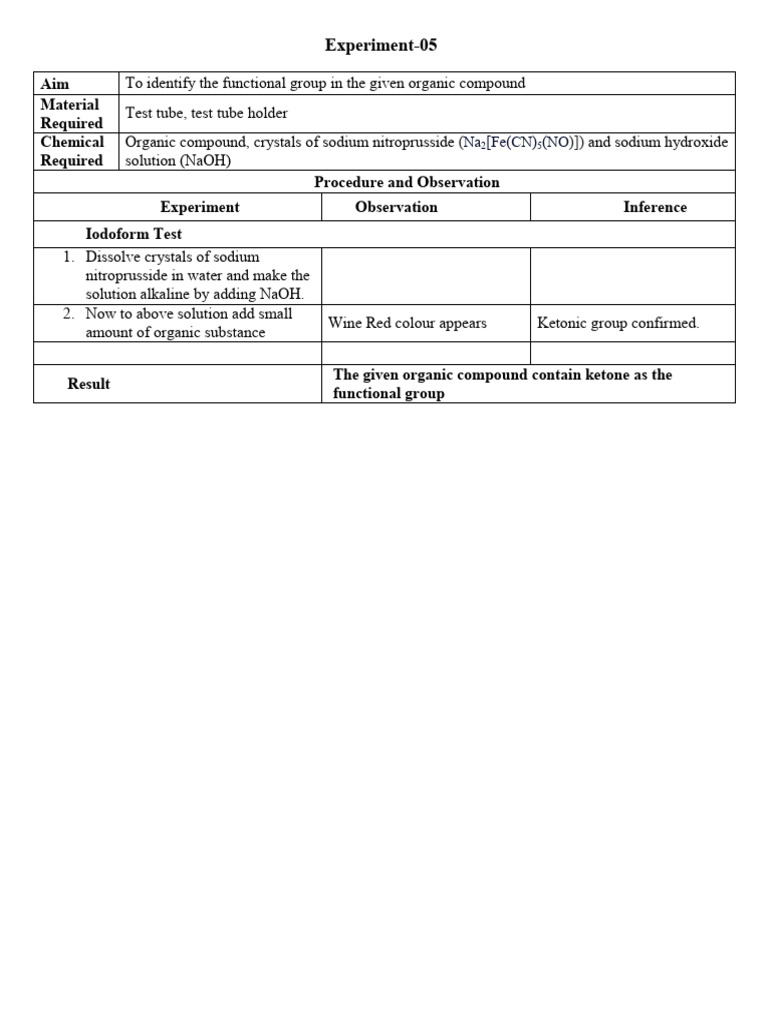 Identify Ketone Functional Group Test | PDF