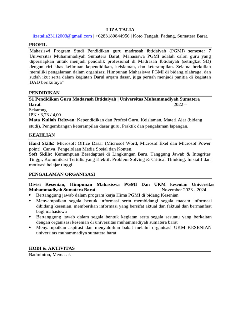 CV Mutia Dwi Putri | PDF