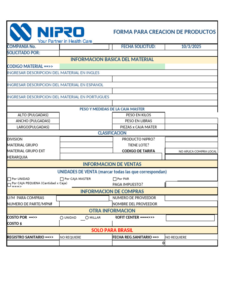 FORMATO Creacion Códigos | PDF