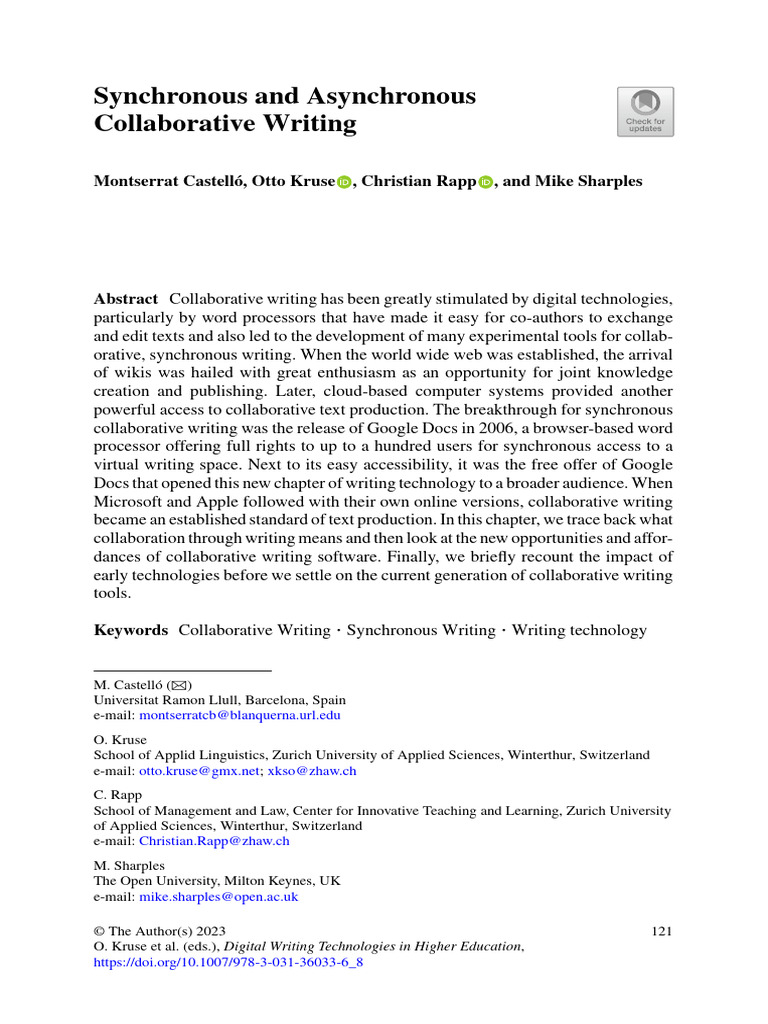 Synchronous and Asynchronous Collaborative Writing | PDF