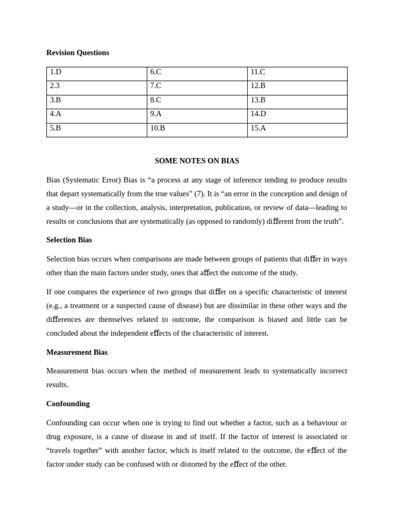 BIAS Review Questions and Short Notes | PDF | Bias Of An Estimator ...