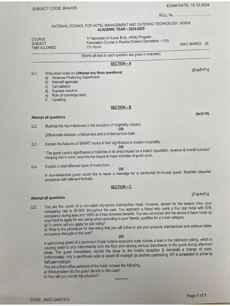 Semester Question Paper | PDF