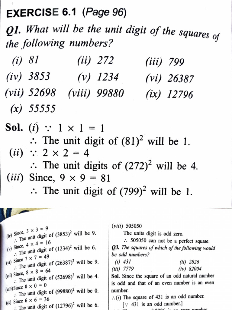 Square and Square Roots Solutions | PDF | Mathematical Concepts ...