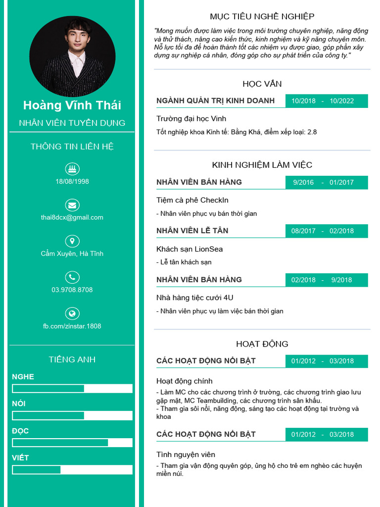 CV Hoàng Vĩnh Thái | PDF