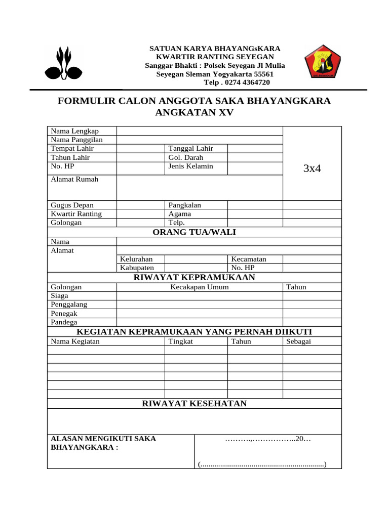 Formulir Pendaftaran & Surat Ijin 2023 | PDF