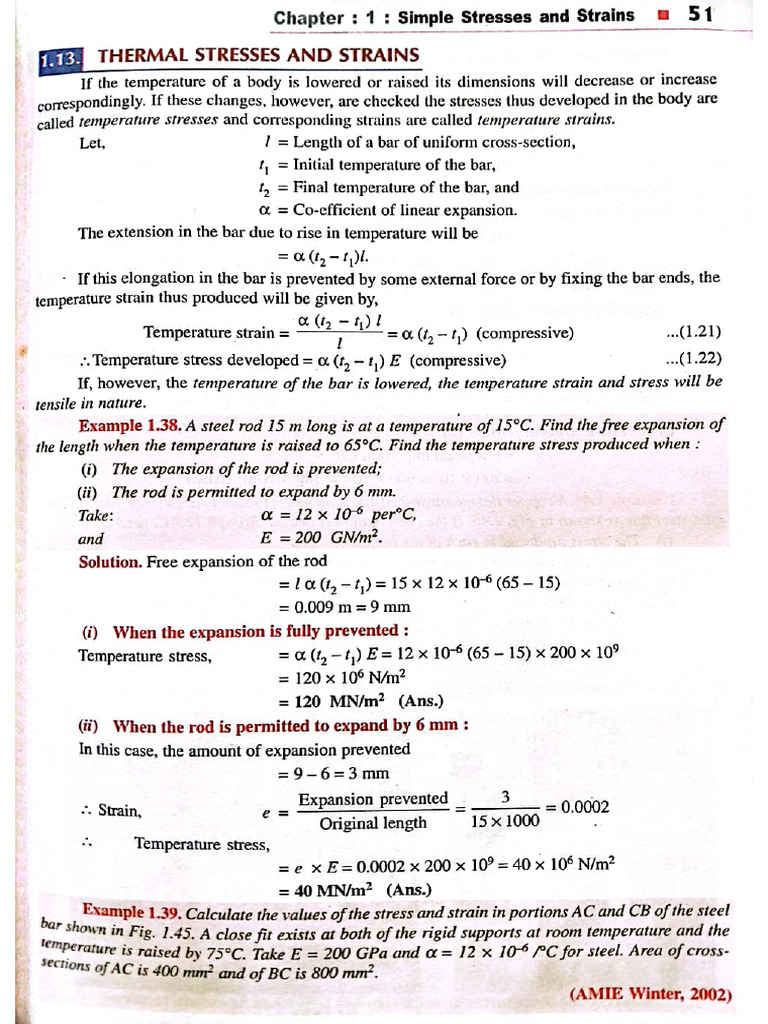 Thermal Stresses and Strains Note | PDF