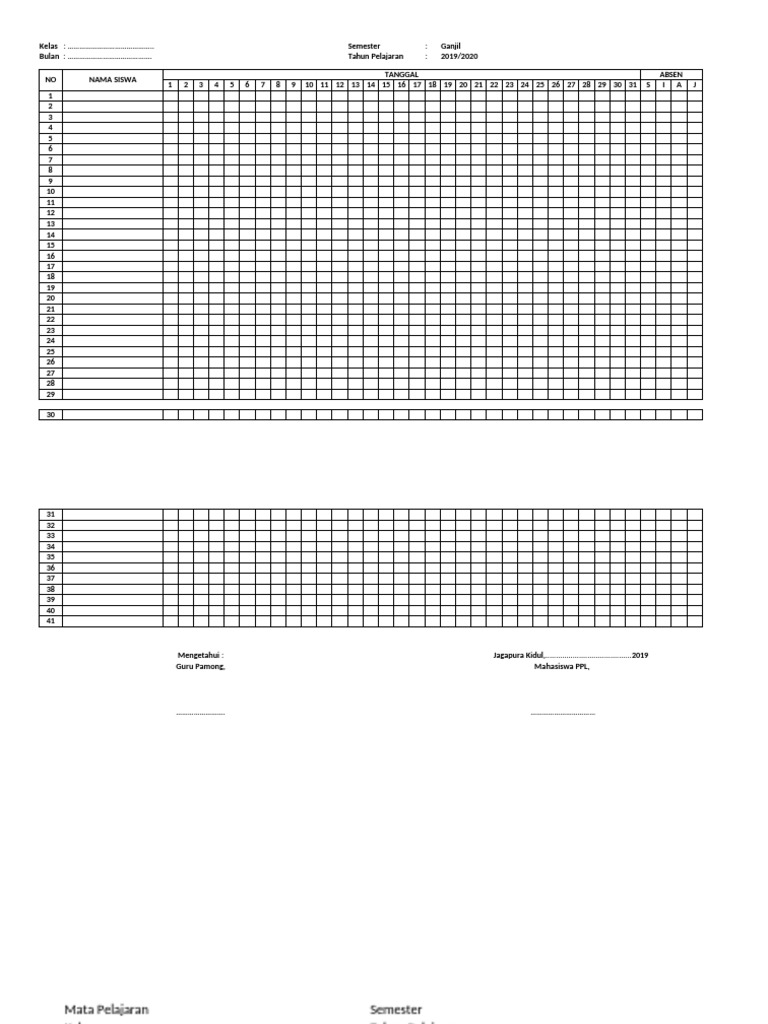 Format Absen Siswa | PDF