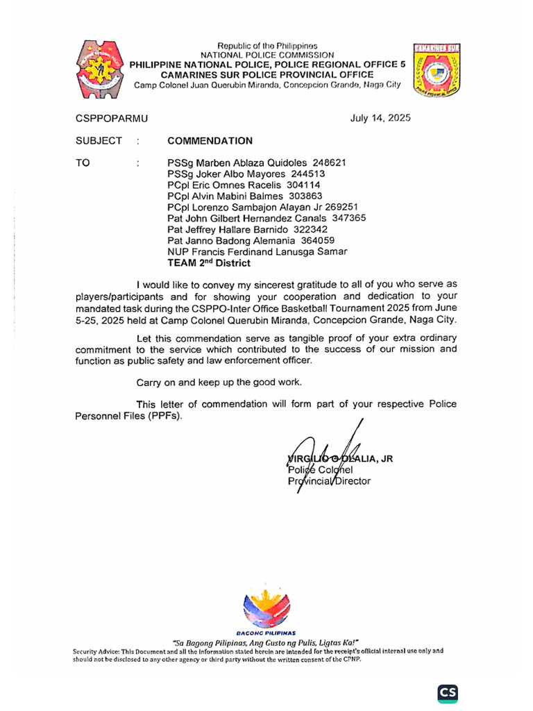 Commendation Team 2nd District | PDF