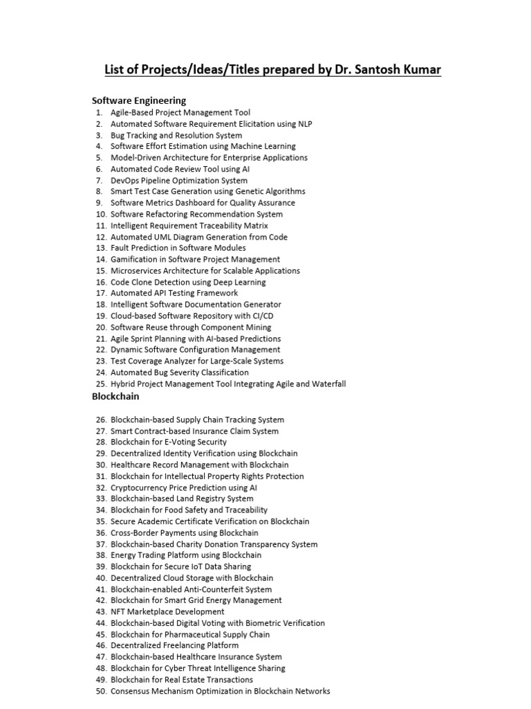 2.list of Some Project Titles or Domains or Ideas | PDF | Internet Of ...