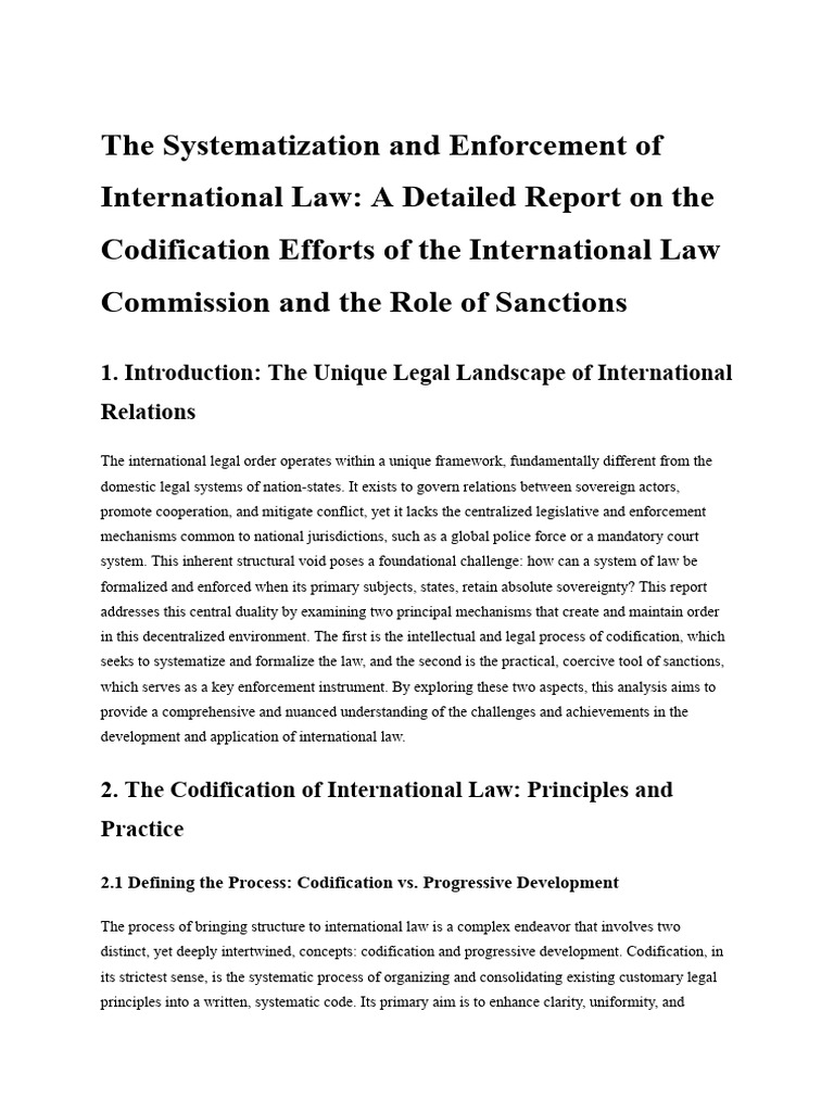 The Systematization and Enforcement of International Law - A Detailed ...