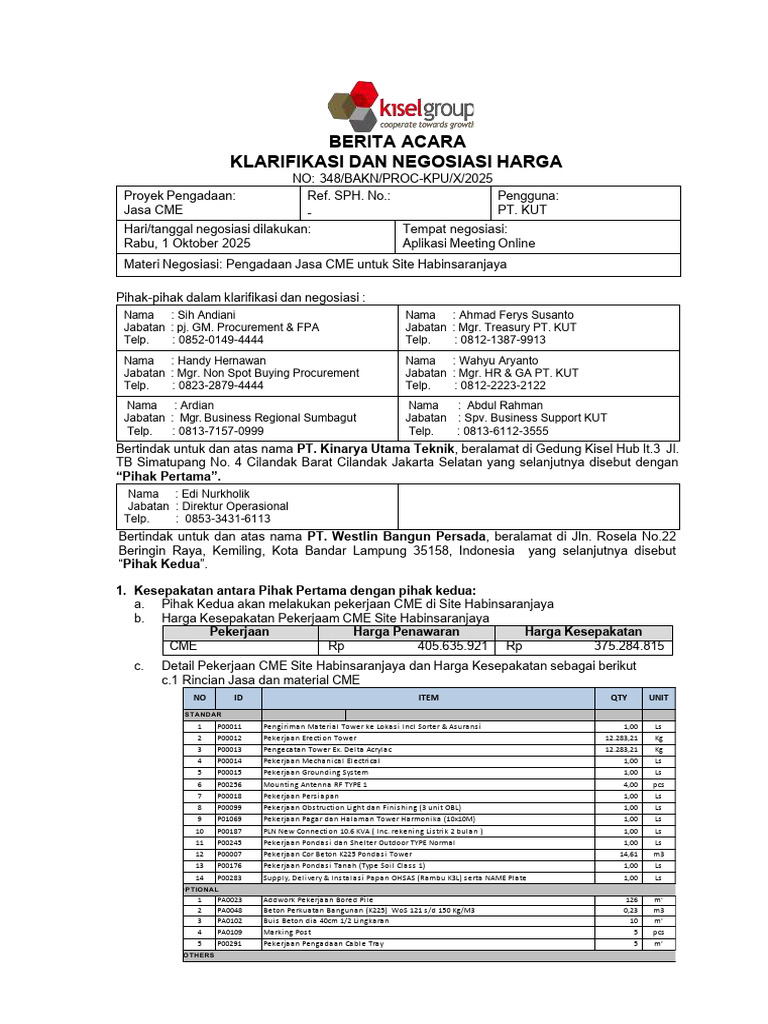BAKN CME Site Habinsaranjaya - Westline Bangun Persada | PDF