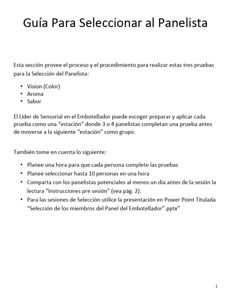 Selección de Panelistas: Guía Práctica | PDF | Coca Cola | Agua