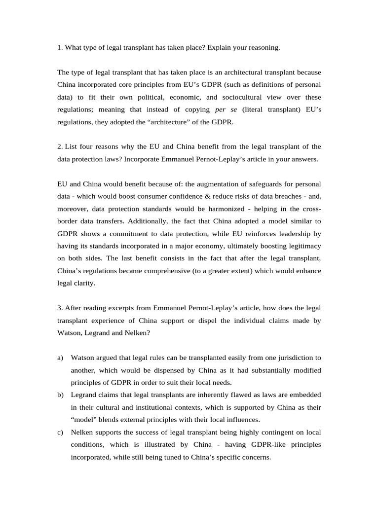 China’s GDPR-Inspired Legal Transplant | PDF