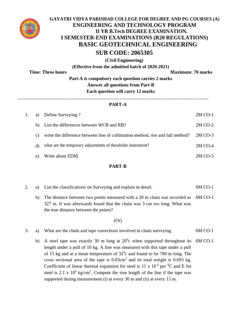 Geomatics Model Question Paper | PDF | Surveying