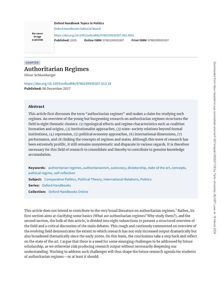 Schlumberger, O. Authoritarian Regimes | PDF | Authoritarianism ...