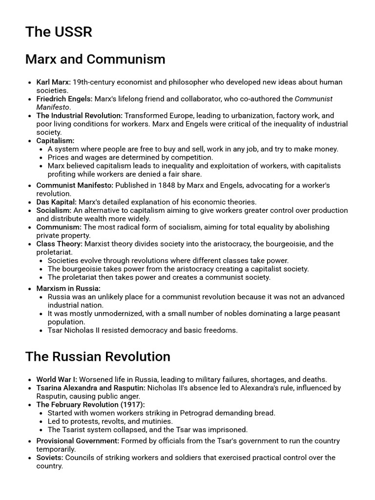 TheRiseandFalloftheUSSR StudyGuide | PDF | Vladimir Lenin | Leon Trotsky
