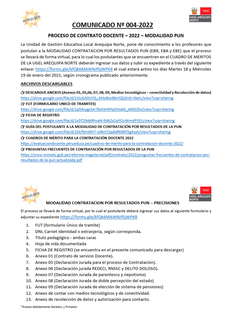 Comunicado No 004 2022 | PDF