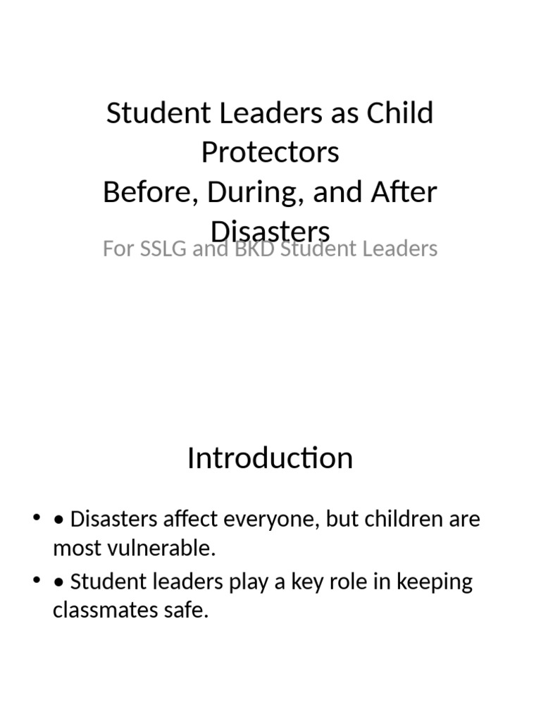 Student Leaders: Child Safety in Disasters | PDF