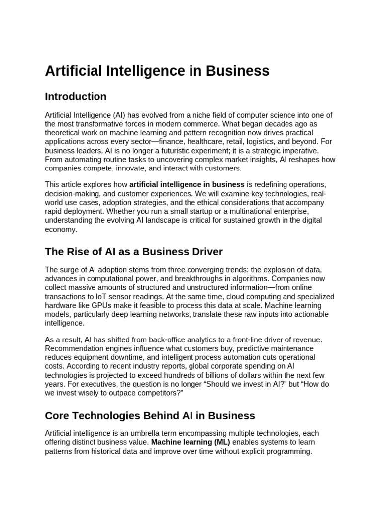 Artificial Intelligence in Business | PDF | Artificial Intelligence ...