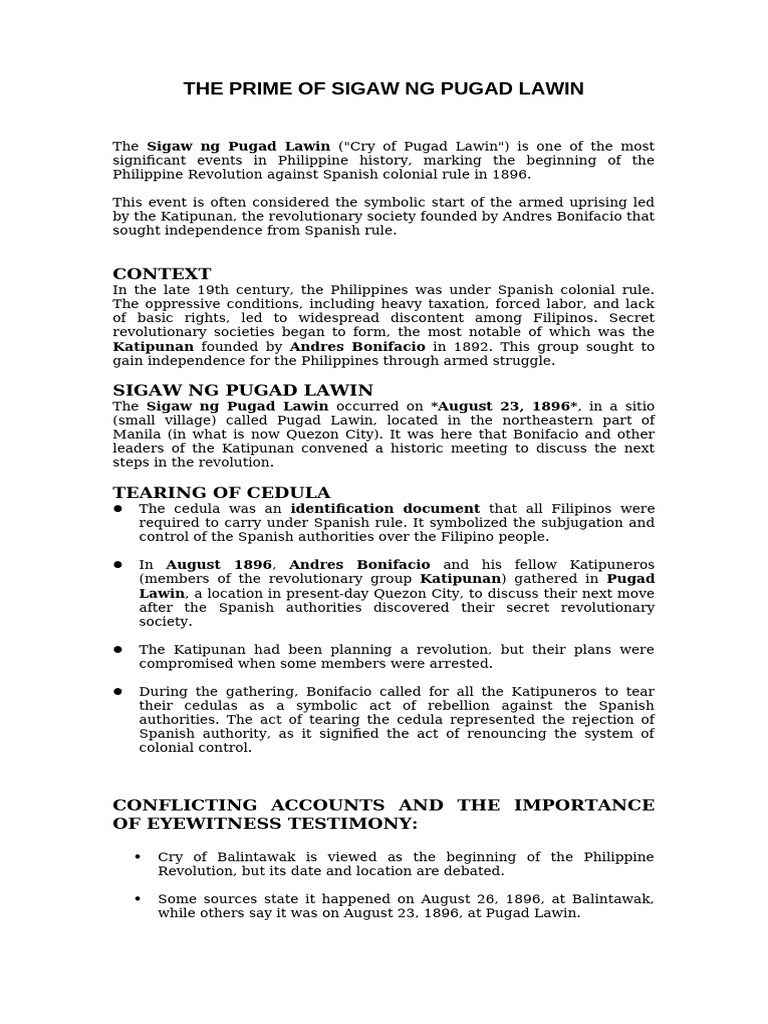 The Prime of Sigaw NG Pugad Lawin | PDF | Spanish Empire | Philippines