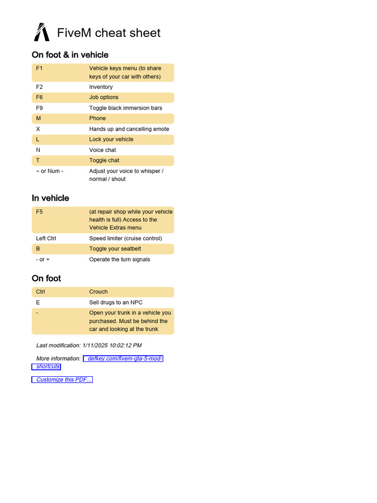 Fivem Gta 5 Mod Shortcuts | PDF