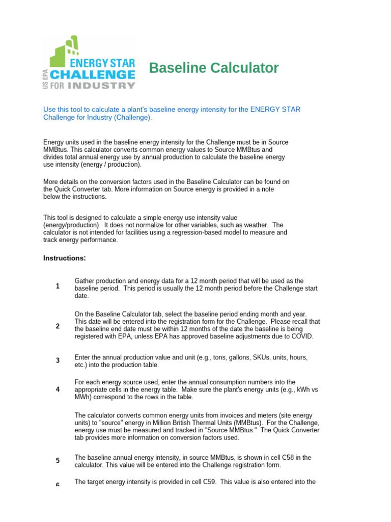 Challenge Baseline Calculator v1 1 | PDF | Fuel Oil | Fuels