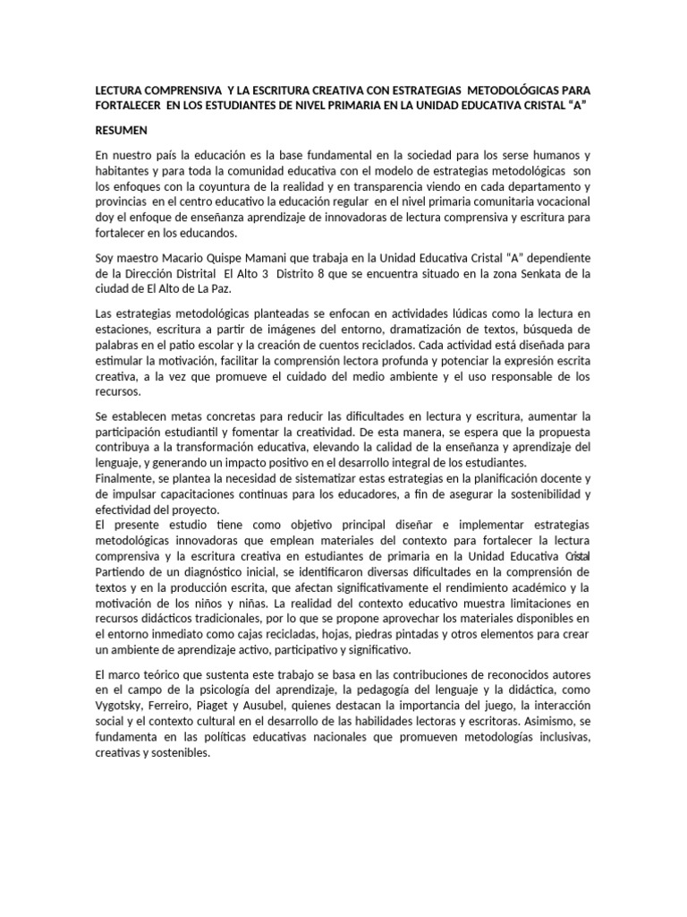 Estrategias para Lectura y Escritura en Primaria | PDF | Aprendizaje ...