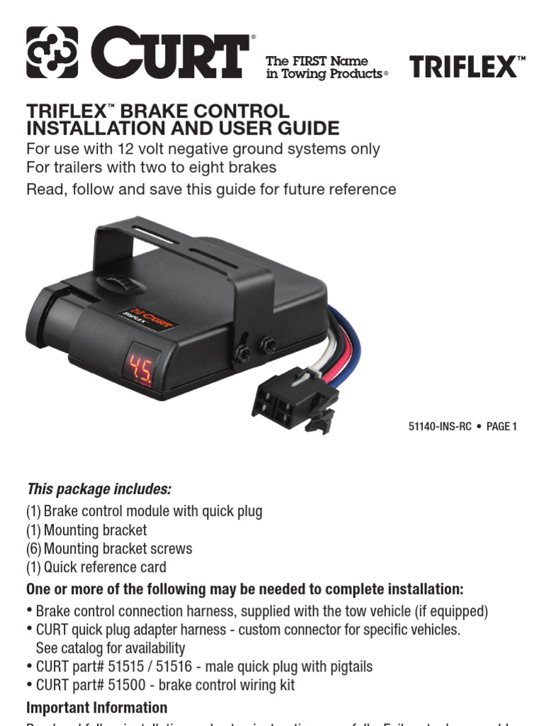 Curt Trailer Controller | PDF | Electrical Connector | Trailer (Vehicle)