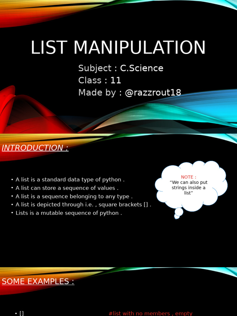 List Manipulation | PDF
